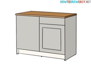 How to Draw a Kitchen Cabinet - How to Draw Easy