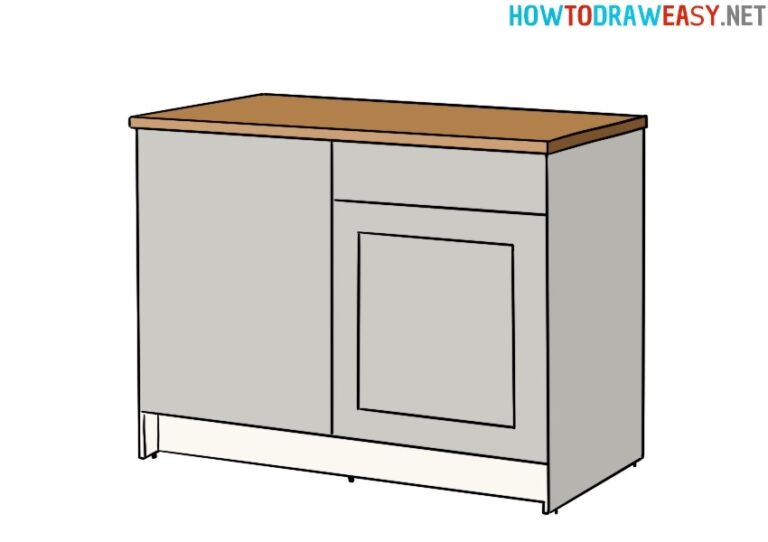 How to Draw a Kitchen Cabinet - How to Draw Easy