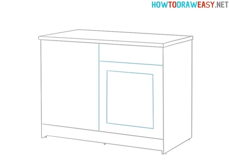 How to Draw a Kitchen Cabinet - How to Draw Easy