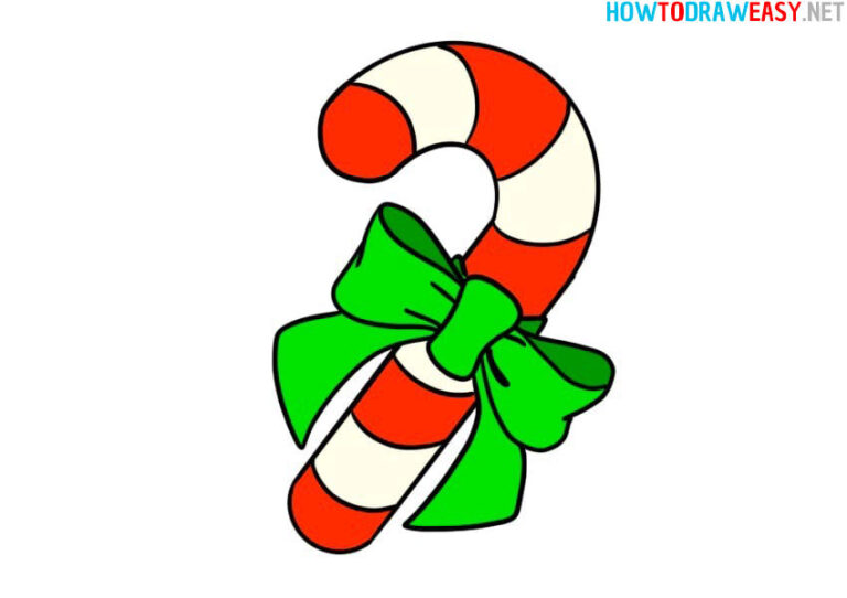 How to Draw a Christmas Candy Cane - How to Draw Easy