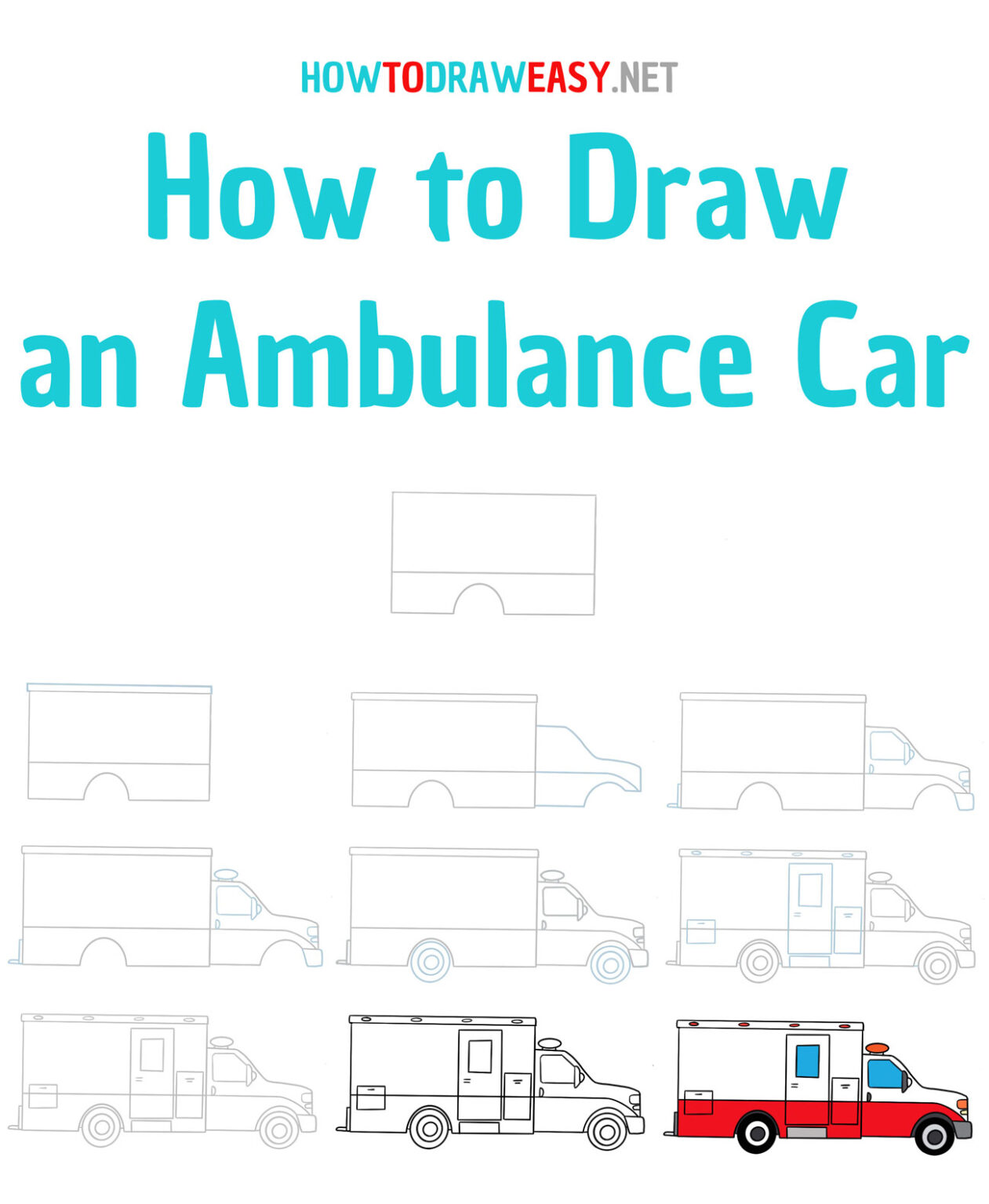 How to Draw an Ambulance Car - How to Draw Easy