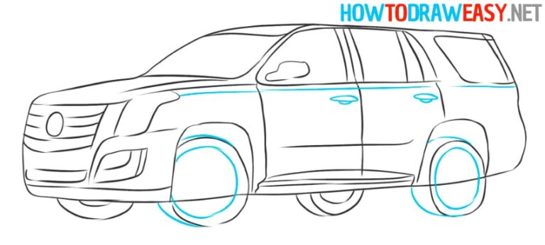 How to Draw a Cadillac Escalade Fourth Generation - How to Draw Easy