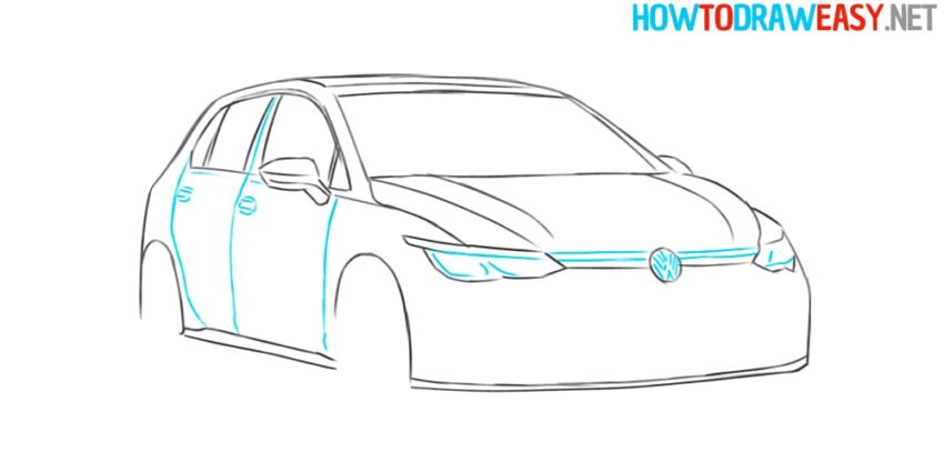 How to Draw a VW Golf - How to Draw Easy