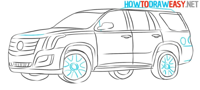 How to Draw a Cadillac Escalade Fourth Generation - How to Draw Easy