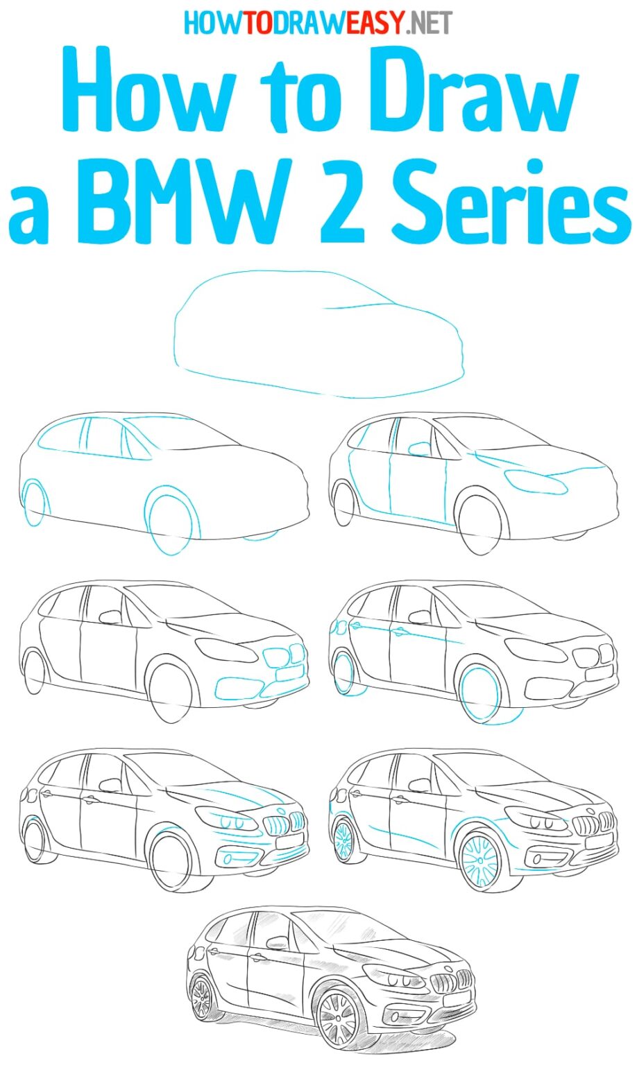 How to Draw a BMW 2 Series - How to Draw Easy
