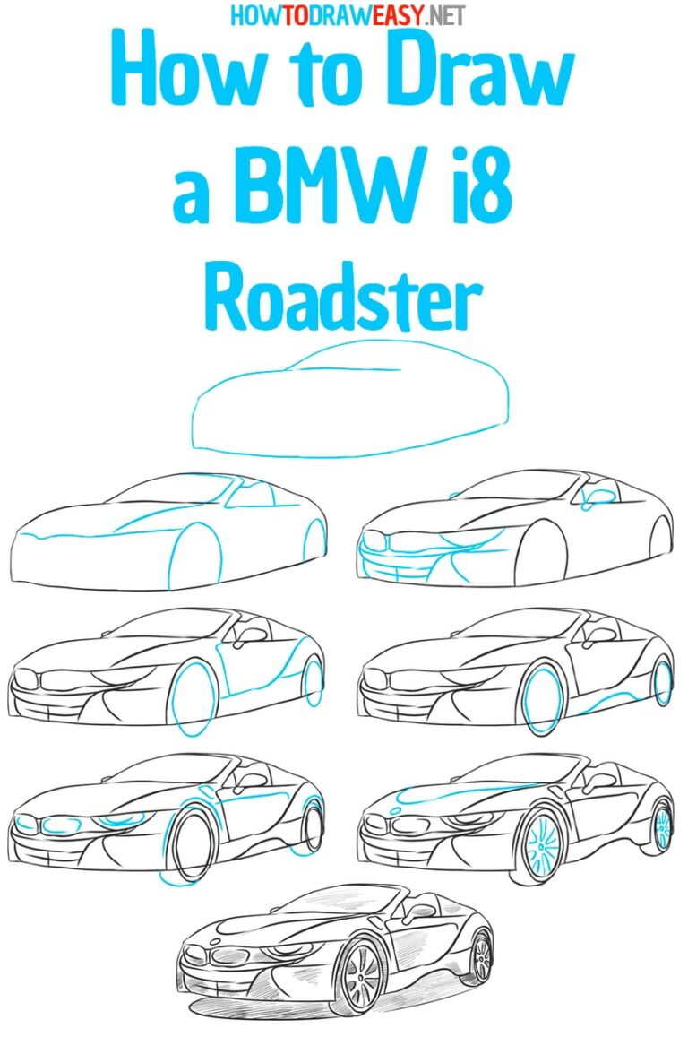 How to Draw a BMW i8 Roadster - How to Draw Easy
