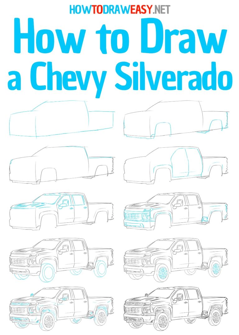 How to Draw a Chevrolet Silverado - How to Draw Easy