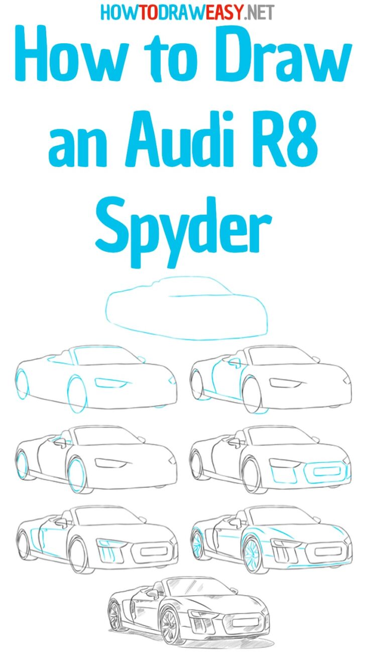 How to Draw an Audi R8 Spyder - How to Draw Easy