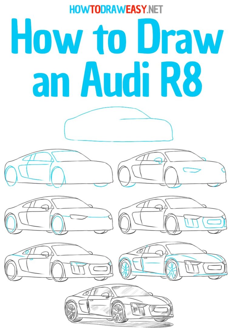 How to Draw an Audi R8 V10 - How to Draw Easy