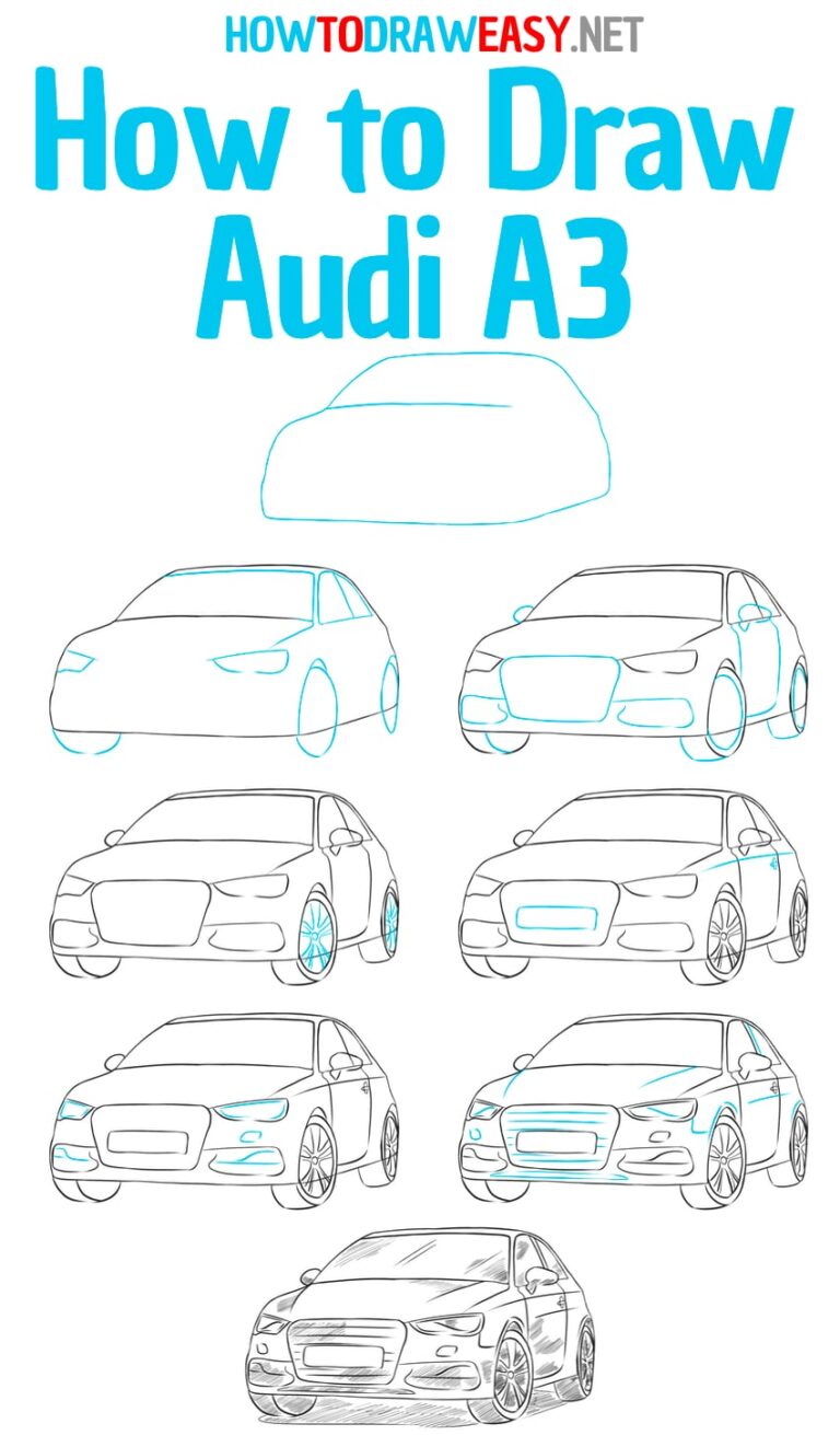 How to Draw an Audi A3 - How to Draw Easy