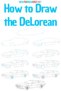 How to Draw the DeLorean - How to Draw Easy