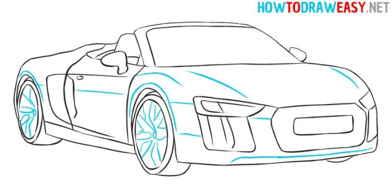 How to Draw an Audi R8 Spyder - How to Draw Easy