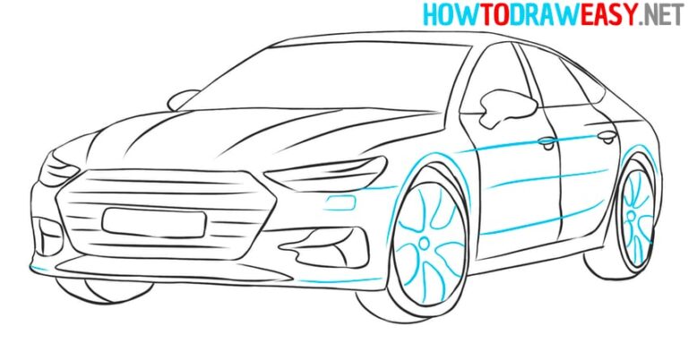 How to Draw an Audi A7 - How to Draw Easy