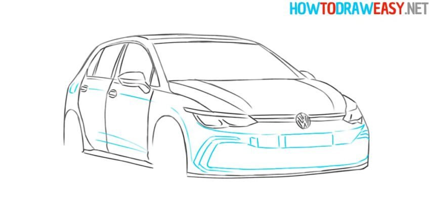 How to Draw a VW Golf - How to Draw Easy