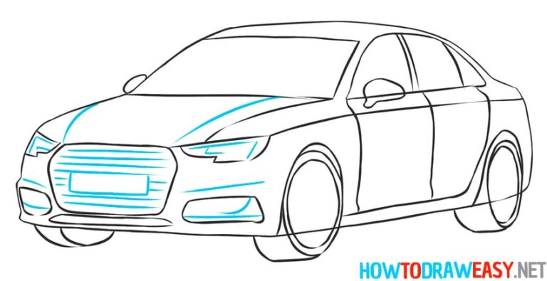 How to Draw an Audi A4 Car - How to Draw Easy