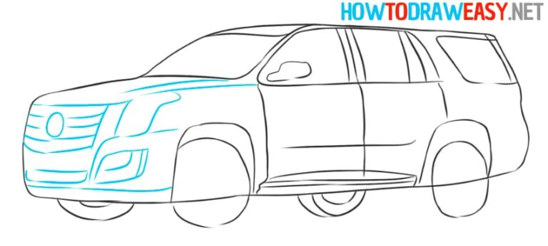 How to Draw a Cadillac Escalade Fourth Generation - How to Draw Easy