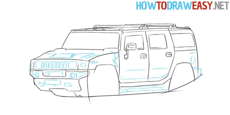 How to Draw a Hummer H2 - How to Draw Easy