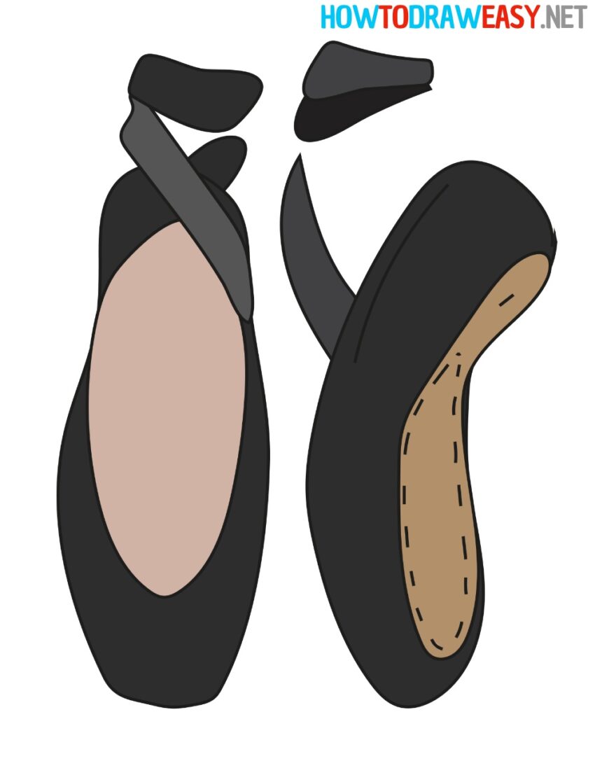 How to Draw Ballet Pointe Shoes - How to Draw Easy