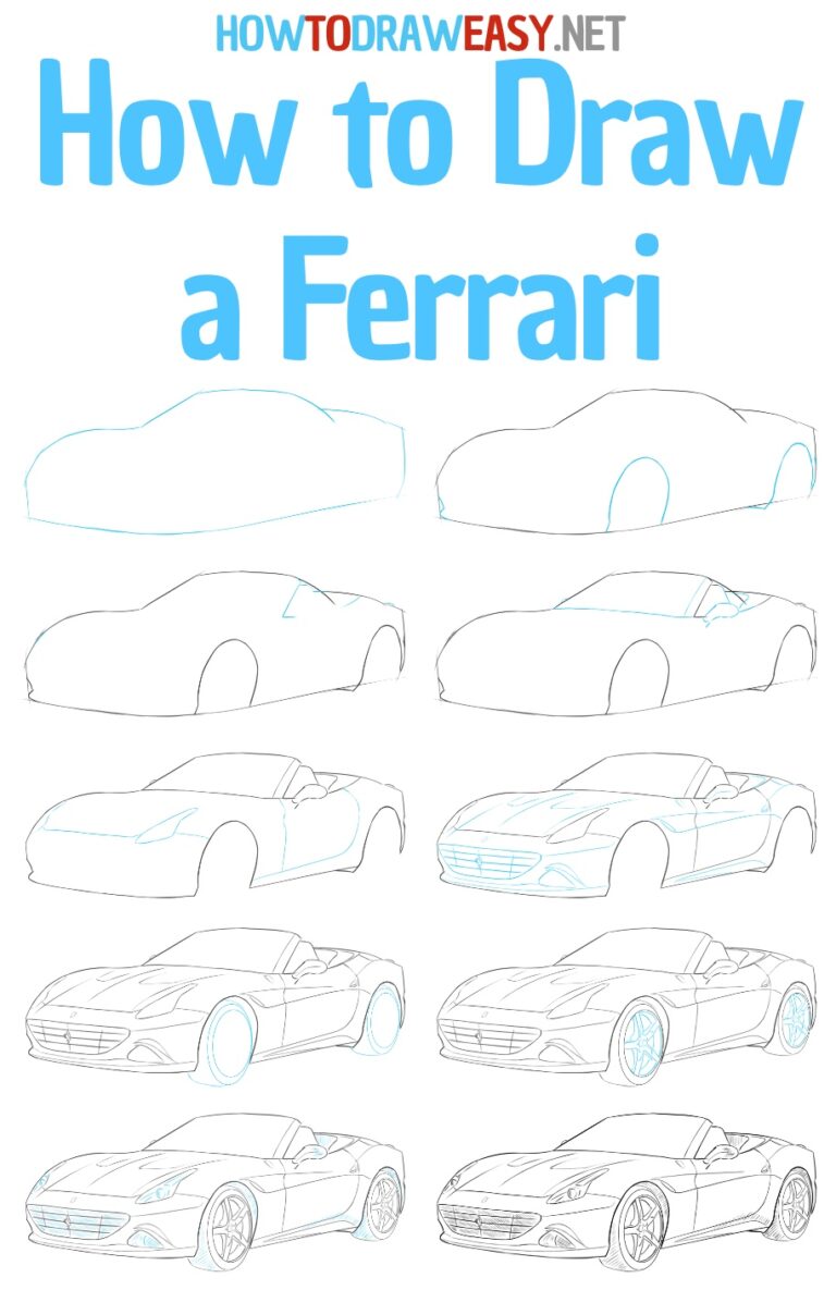 How to Draw a Ferrari Step by Step - How to Draw Easy