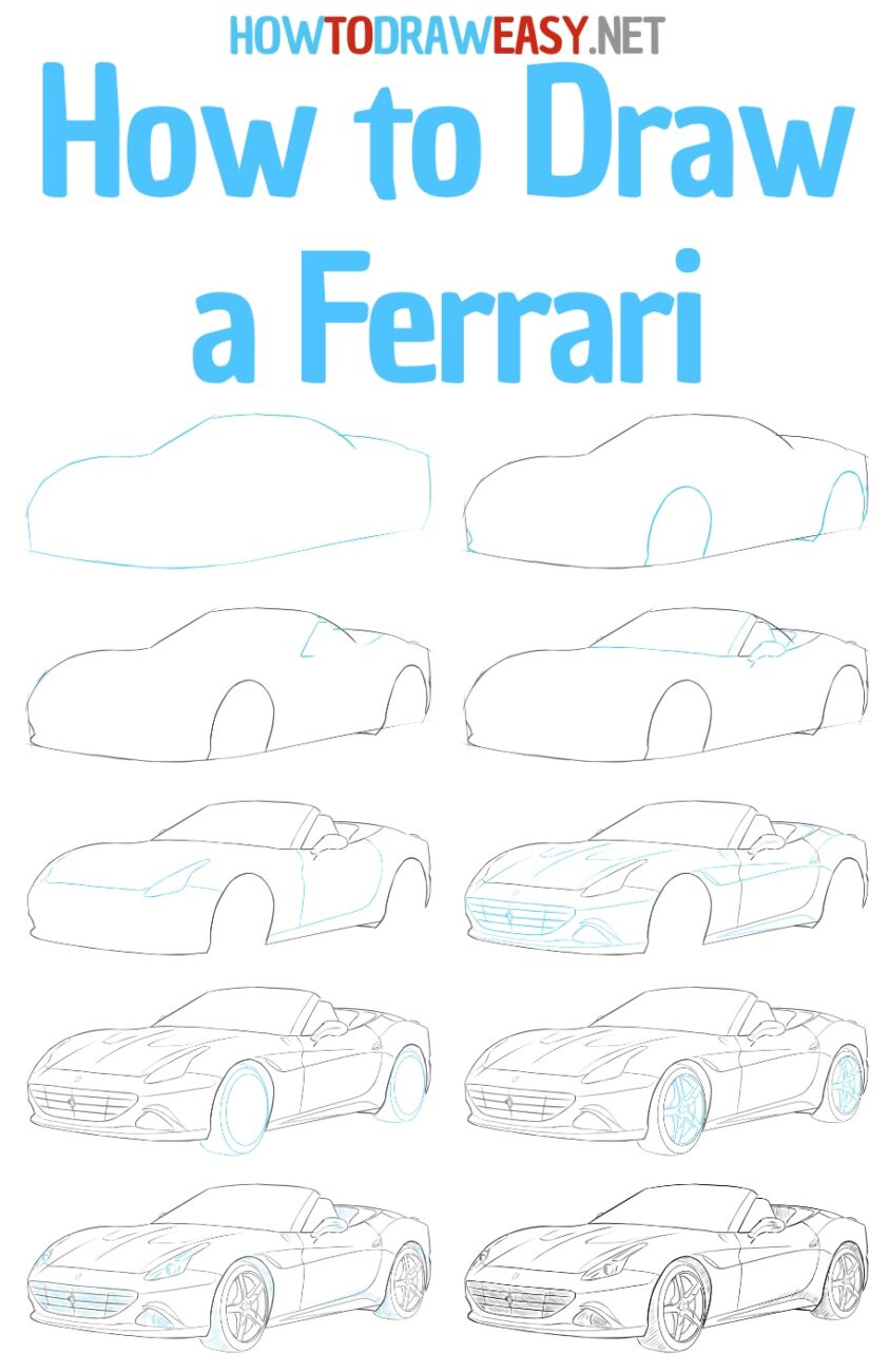 How to Draw a Ferrari Step by Step - How to Draw Easy