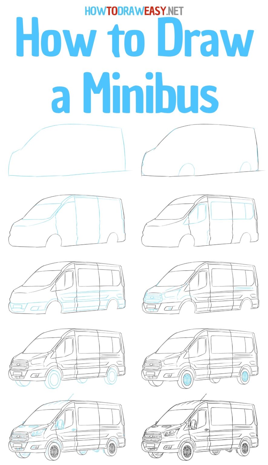 How to Draw a Minibus - How to Draw Easy