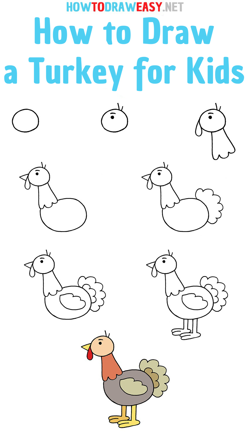 How To Draw A Turkey For Kids How To Draw Easy