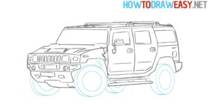 How to Draw a Hummer H2 - How to Draw Easy