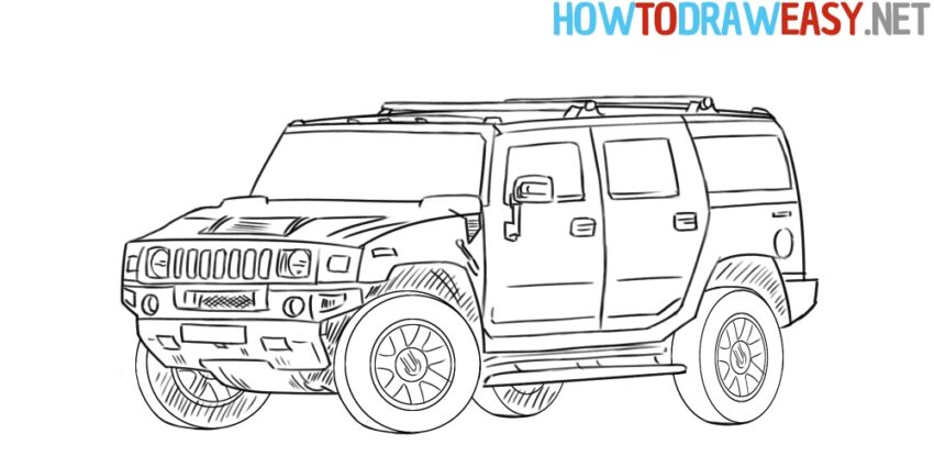 How to Draw a Hummer H2 - How to Draw Easy