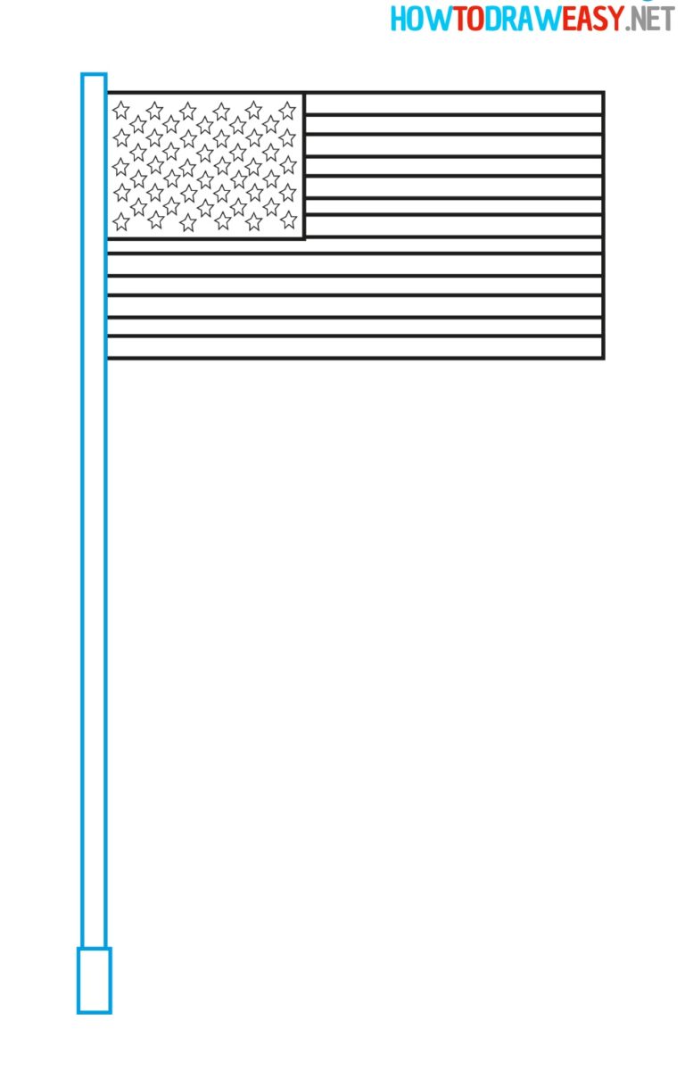How to Draw the American Flag - How to Draw Easy