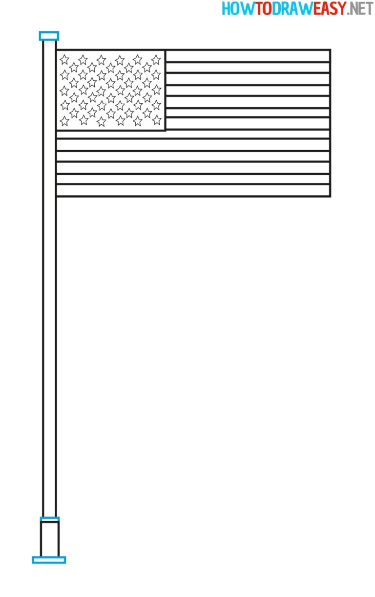 How to Draw the American Flag - How to Draw Easy