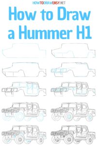 How to Draw a Hummer H1 - How to Draw Easy