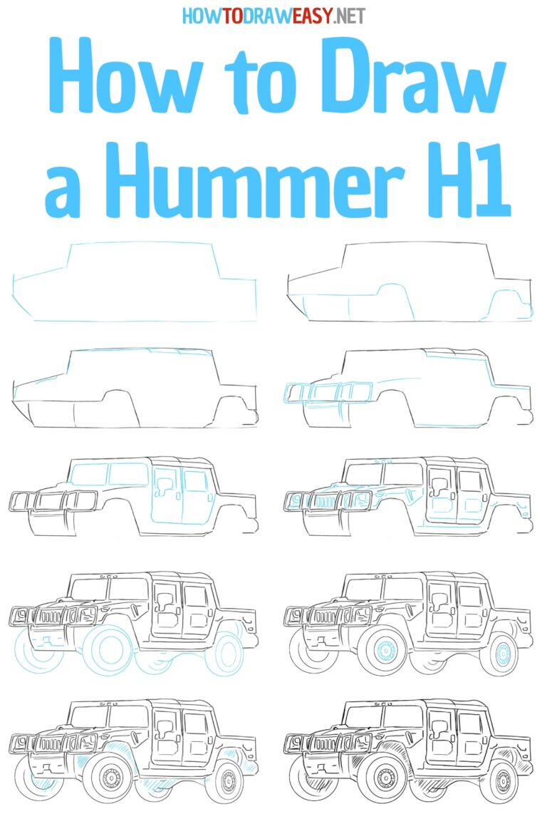 How to Draw a Hummer H1 - How to Draw Easy
