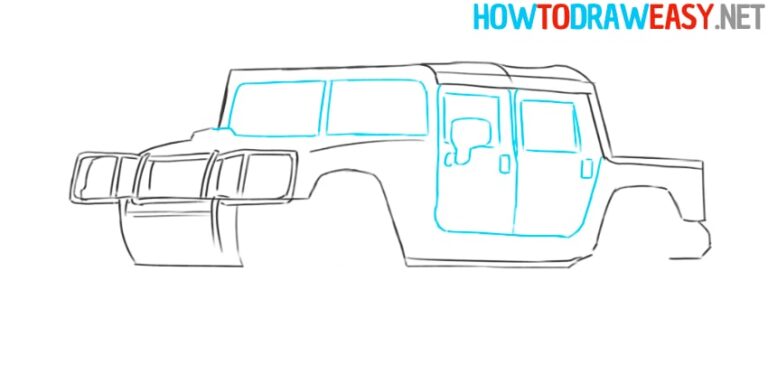 How to Draw a Hummer H1 - How to Draw Easy