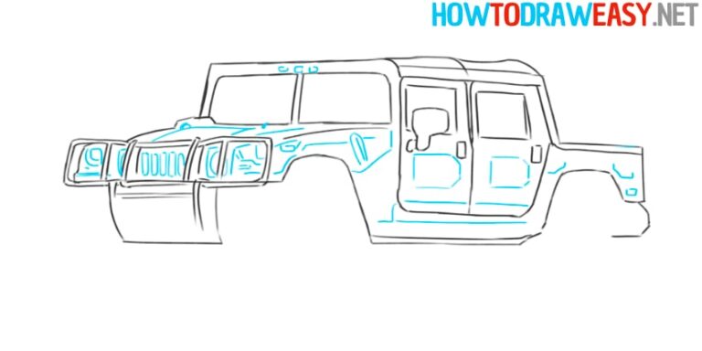 How to Draw a Hummer H1 - How to Draw Easy