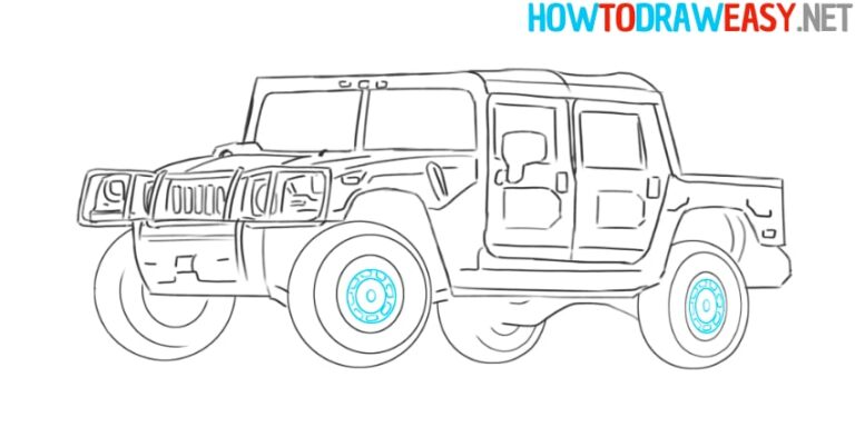 How to Draw a Hummer H1 - How to Draw Easy
