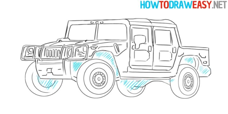 How to Draw a Hummer H1 - How to Draw Easy