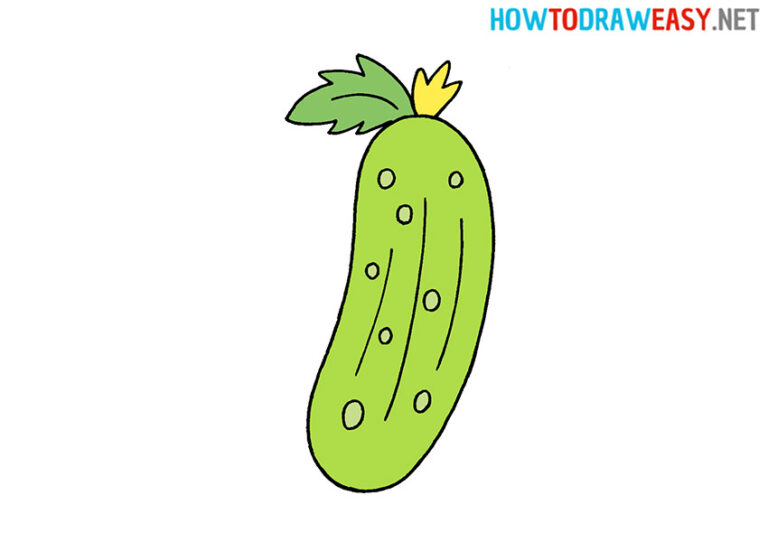 How to Draw a Cucumber for Kids - How to Draw Easy