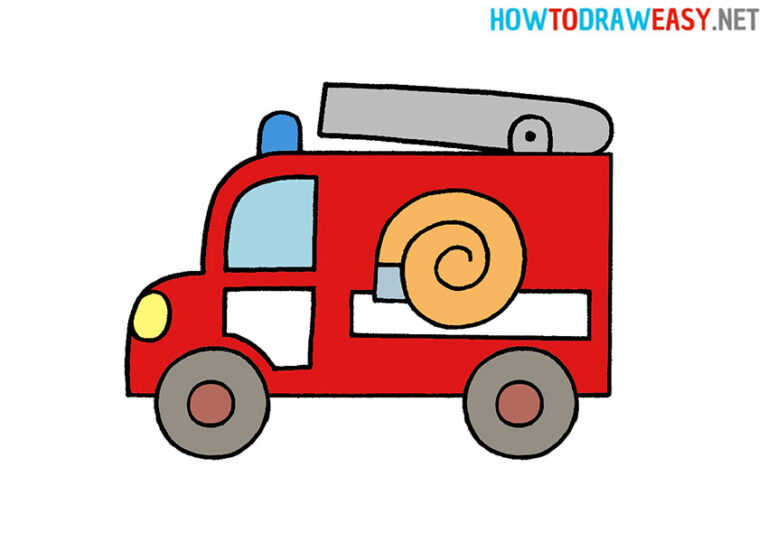 How to Draw a Fire Truck for Kids - How to Draw Easy