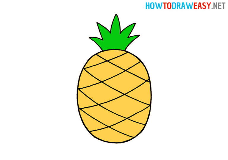 How to Draw a Pineapple for Kids - How to Draw Easy