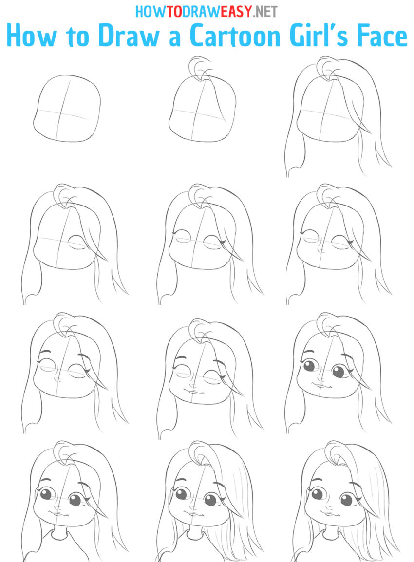 How to Draw a Cartoon Girl - How to Draw Easy