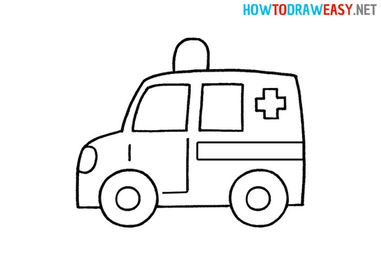 How to Draw an Ambulance for Kids - How to Draw Easy