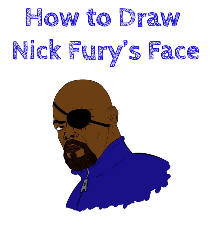 How to Draw Nick Fury's Face - How to Draw Easy