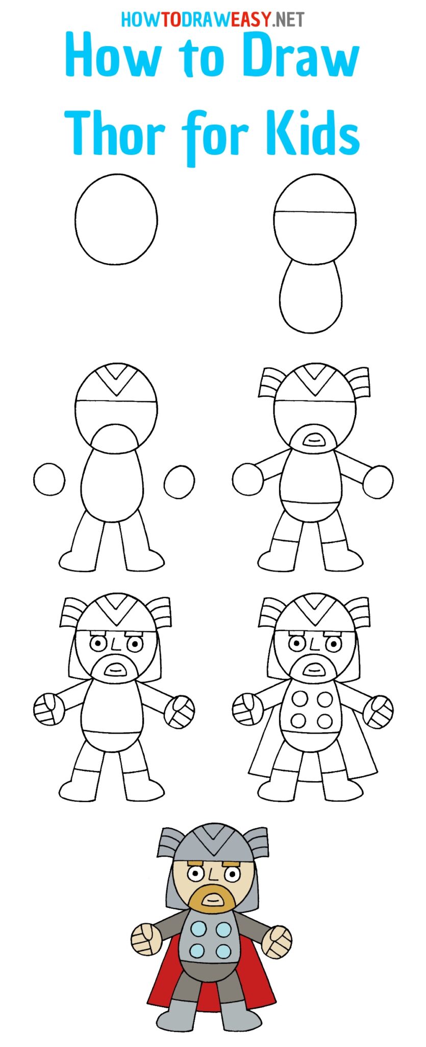 How to Draw Thor for Kids - How to Draw Easy