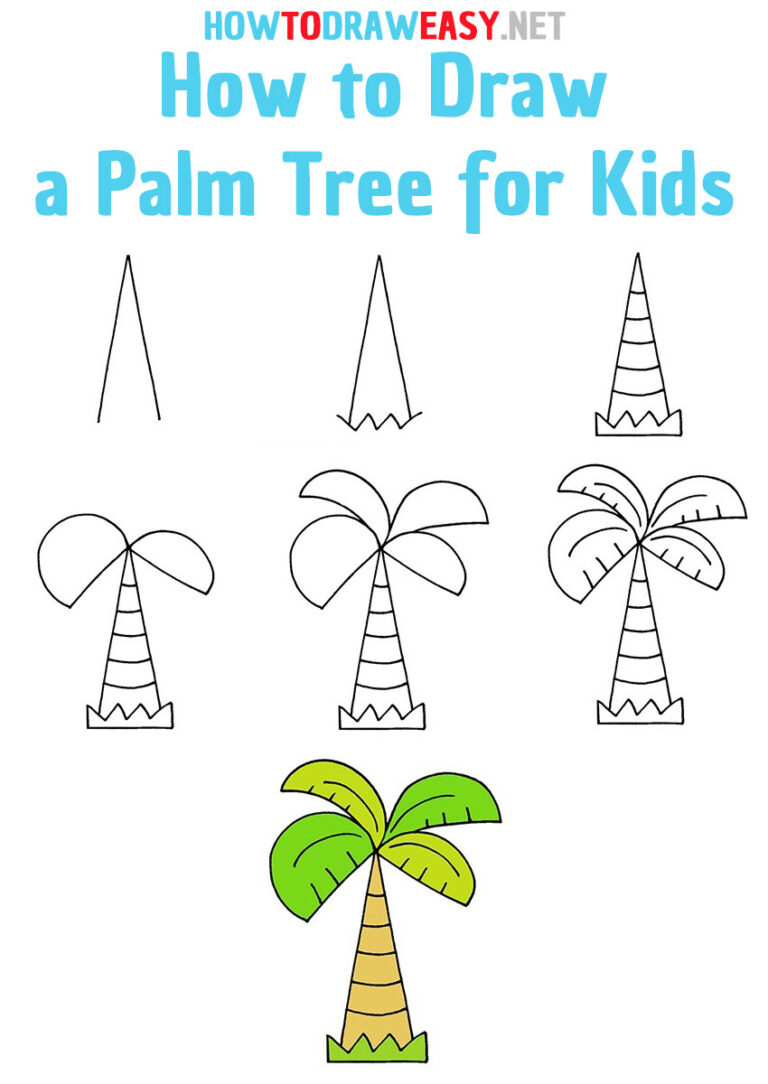 How to Draw a Palm Tree for Kids - How to Draw Easy