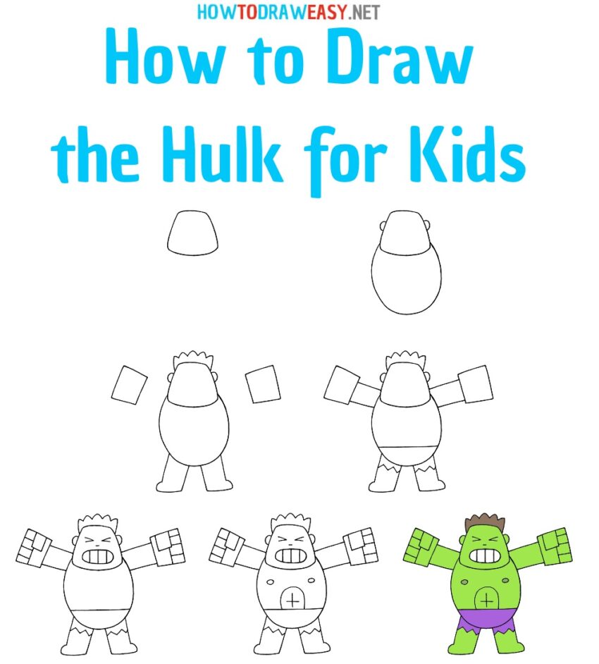 How to Draw the Hulk for Kids - How to Draw Easy