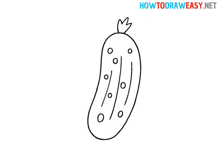 How to Draw a Cucumber for Kids - How to Draw Easy