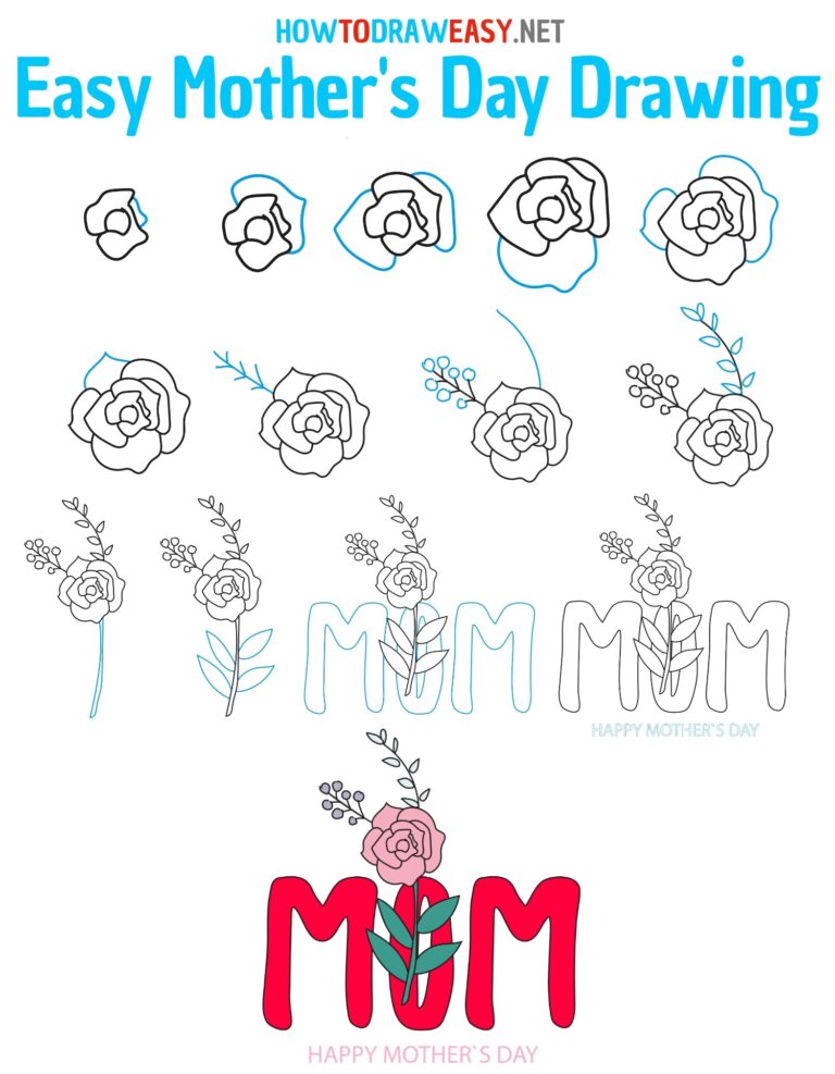 Easy Drawing for Mother's Day - How to Draw Easy