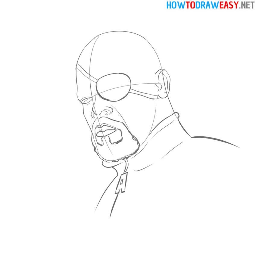 How to Draw Nick Fury's Face - How to Draw Easy