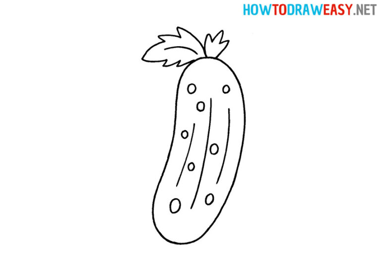 How to Draw a Cucumber for Kids - How to Draw Easy