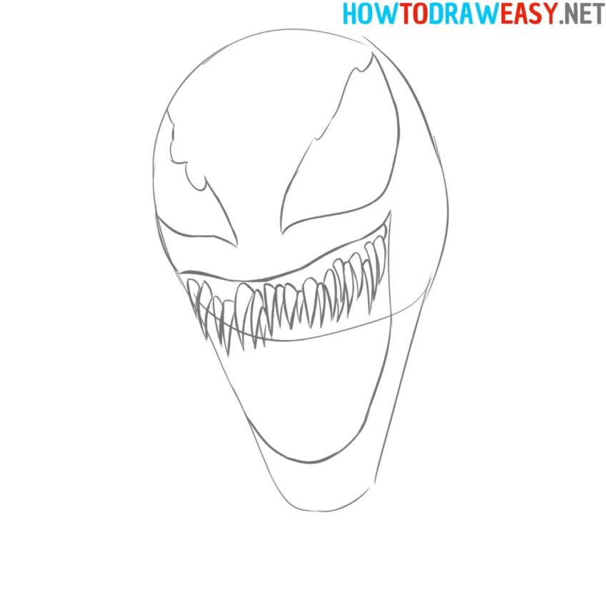 How to Draw Venom Face - How to Draw Easy